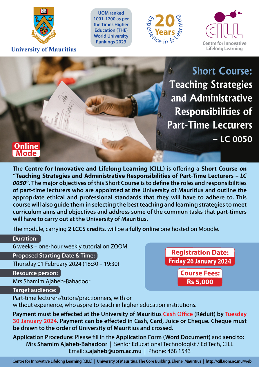 Short Course: Teaching Strategies and Administrative Responsibilities ...